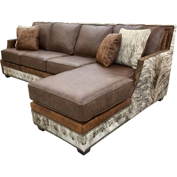 Leather with Hair on Hide Sofa with Chaise Lounge - Custom Made ...