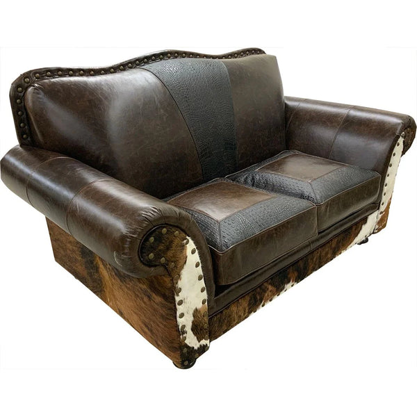 3 Cushion Western Cowhide Sofa 10' Hair on Hide Exotic - Furniture on Main