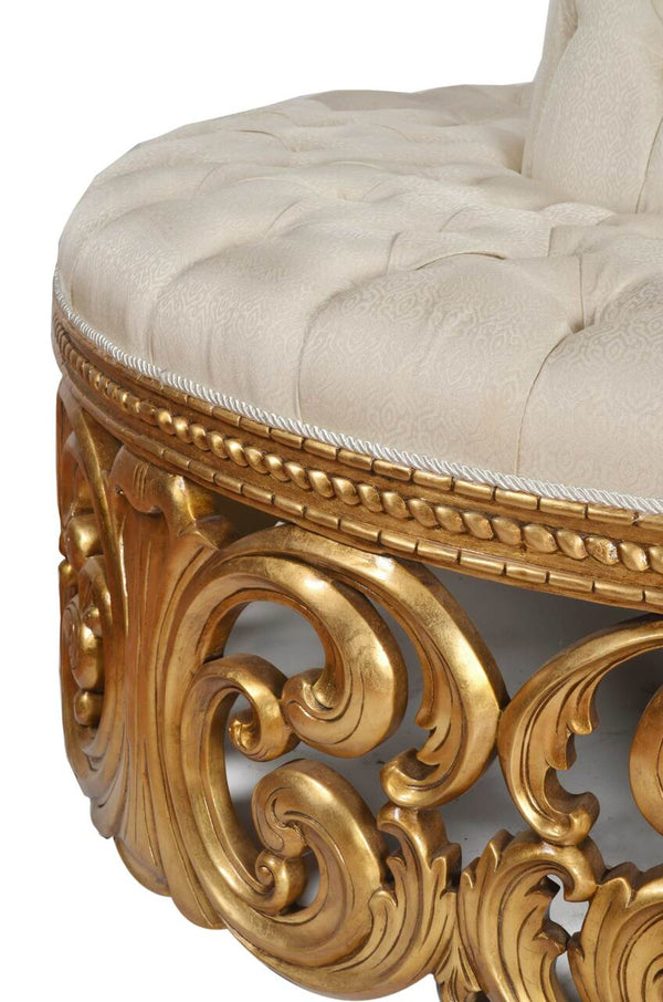 Hollywood Rococo Round Settee Gold Gilt - Furniture on Main